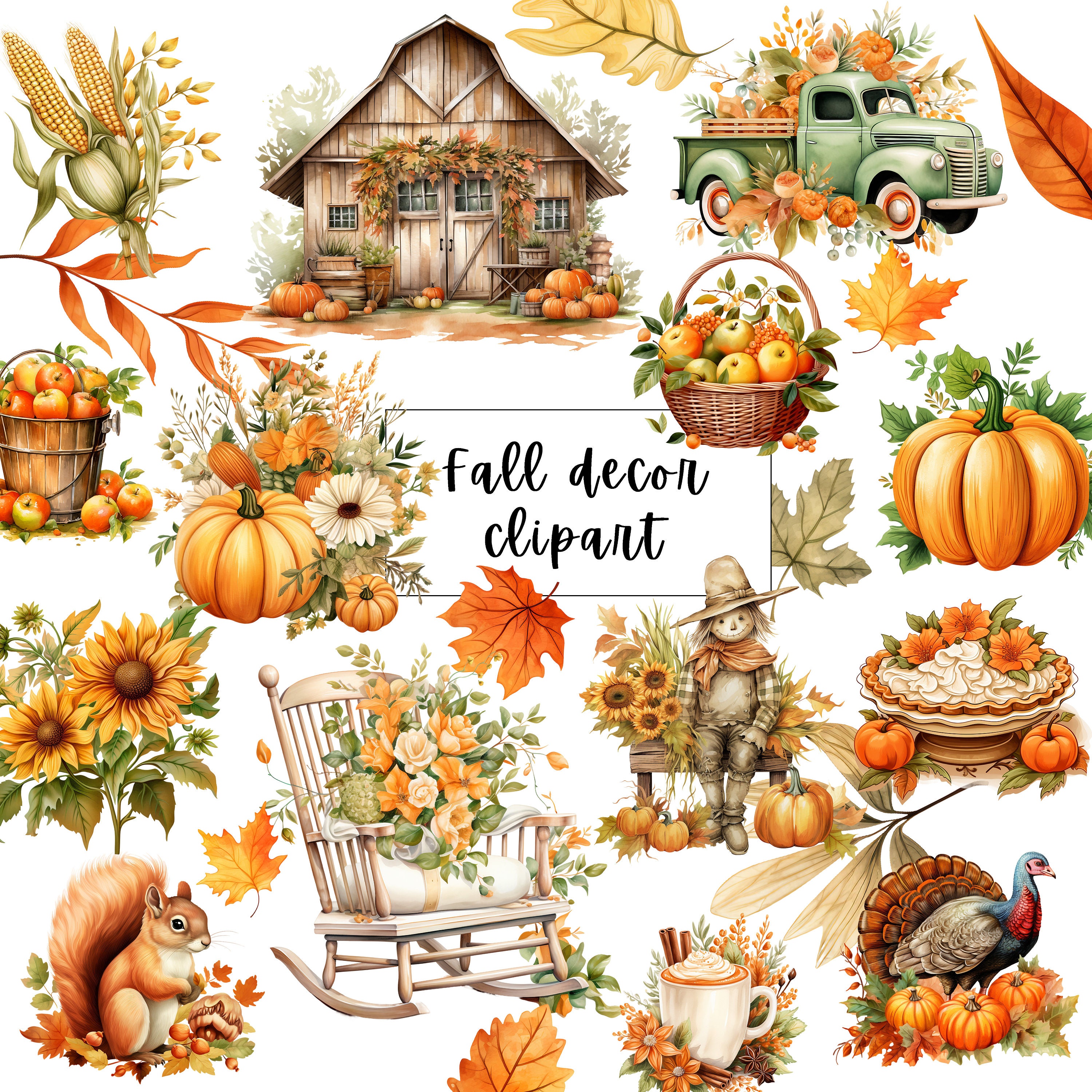 Farmhouse Clipart Fall Decor PNG Sublimations Autumn - Etsy