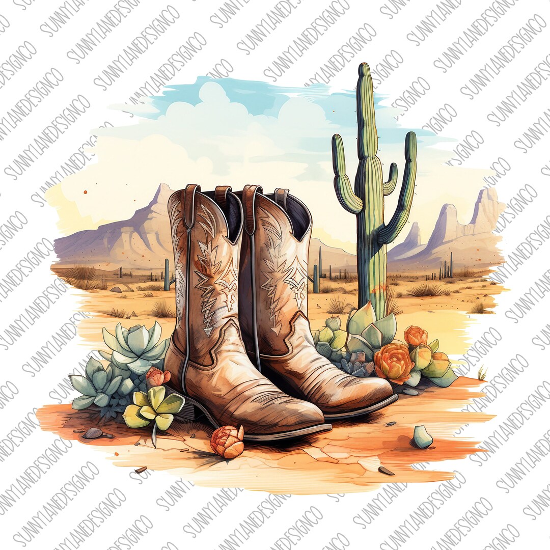 Cowboy Boots Desert Clipart, PNG Sublimations, Western Sublimations ...