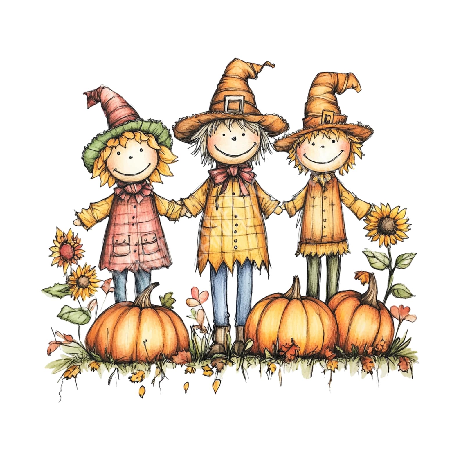 Fall Scarecrows Clipart PNG Charming Scarecrow Graphics, Autumn ...