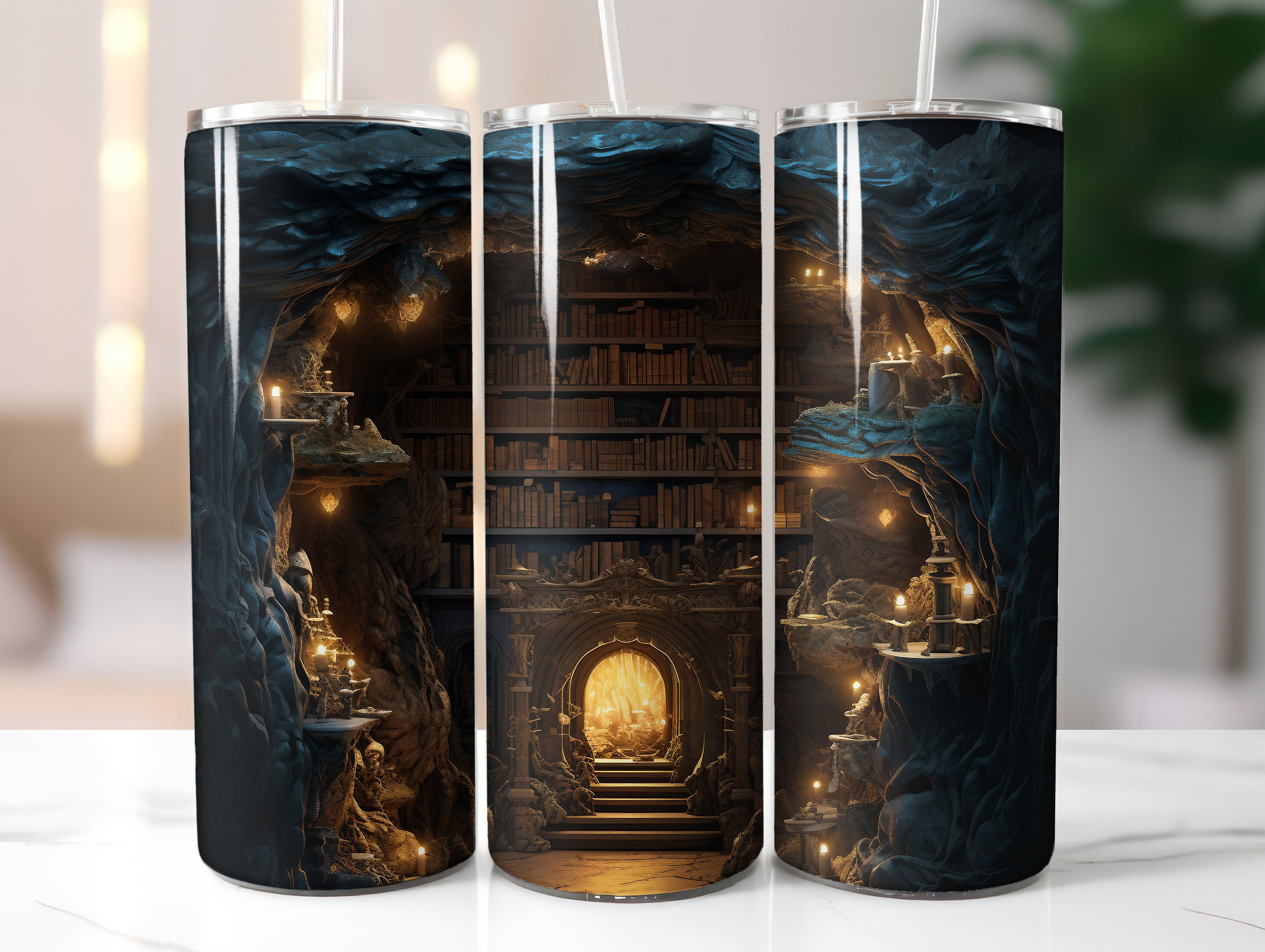 3D Bookshelf Spooky Tumbler Wrap, 20 Oz Design, 3D Bookshelf ...
