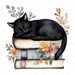 Cat Books Clipart, Cute Cat Png File, Black Cat Clipart, Cat Png ...