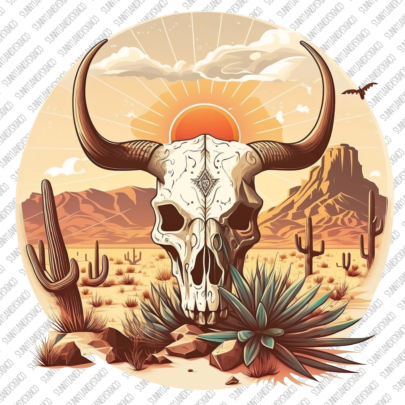 Cow Skull Western Desert PNG Sublimations Western - Etsy