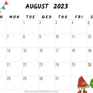 Printable Calendar for August 2023, Minimalist Large Wall Digital ...