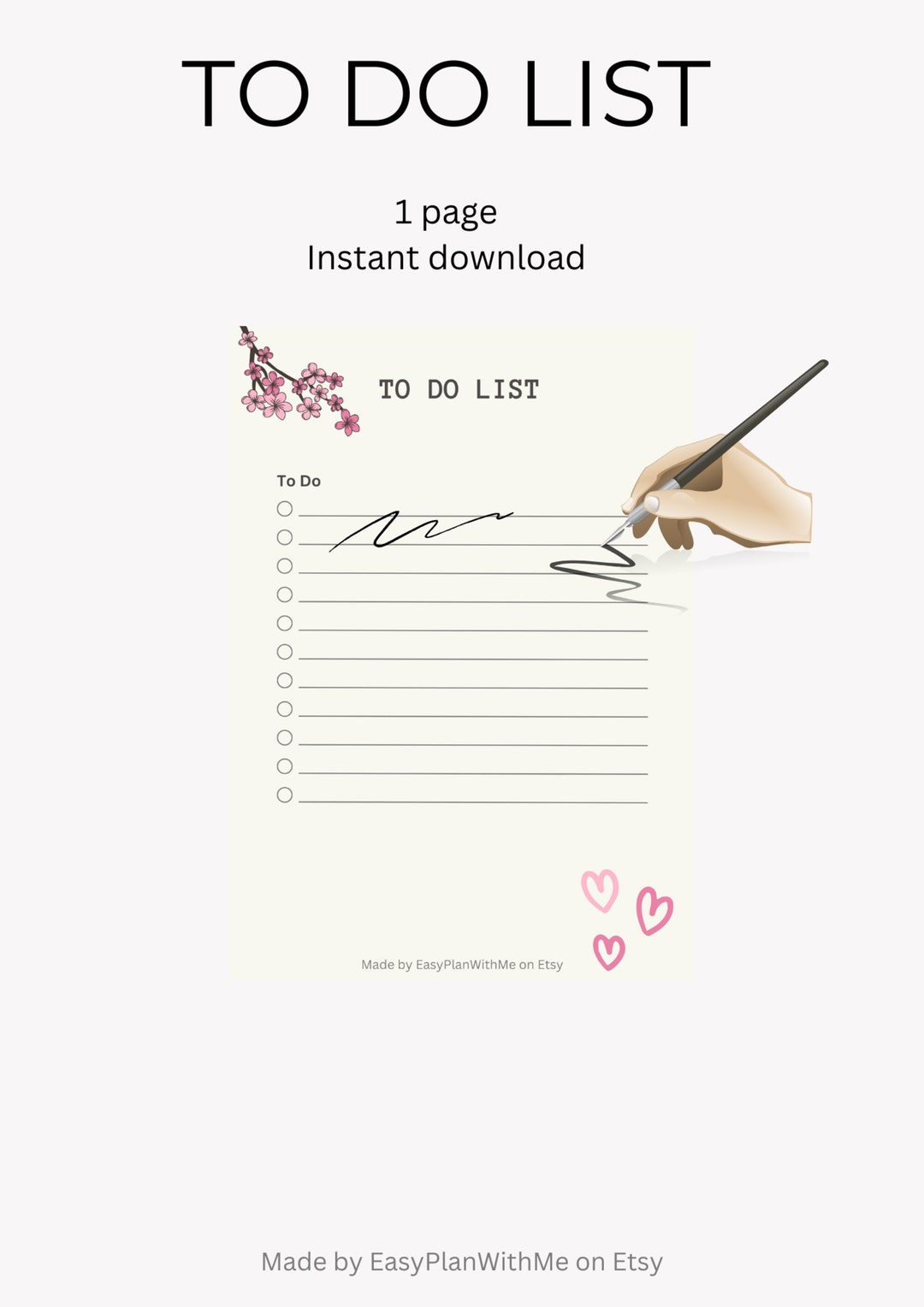 Printable Daily to Do List, One Page Student Digital Planner ...