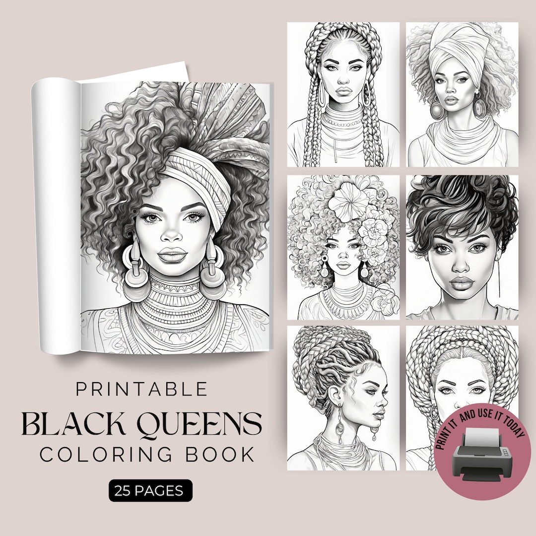 Black Queens Coloring Book for Kids & Adults Coloring Pages - Etsy