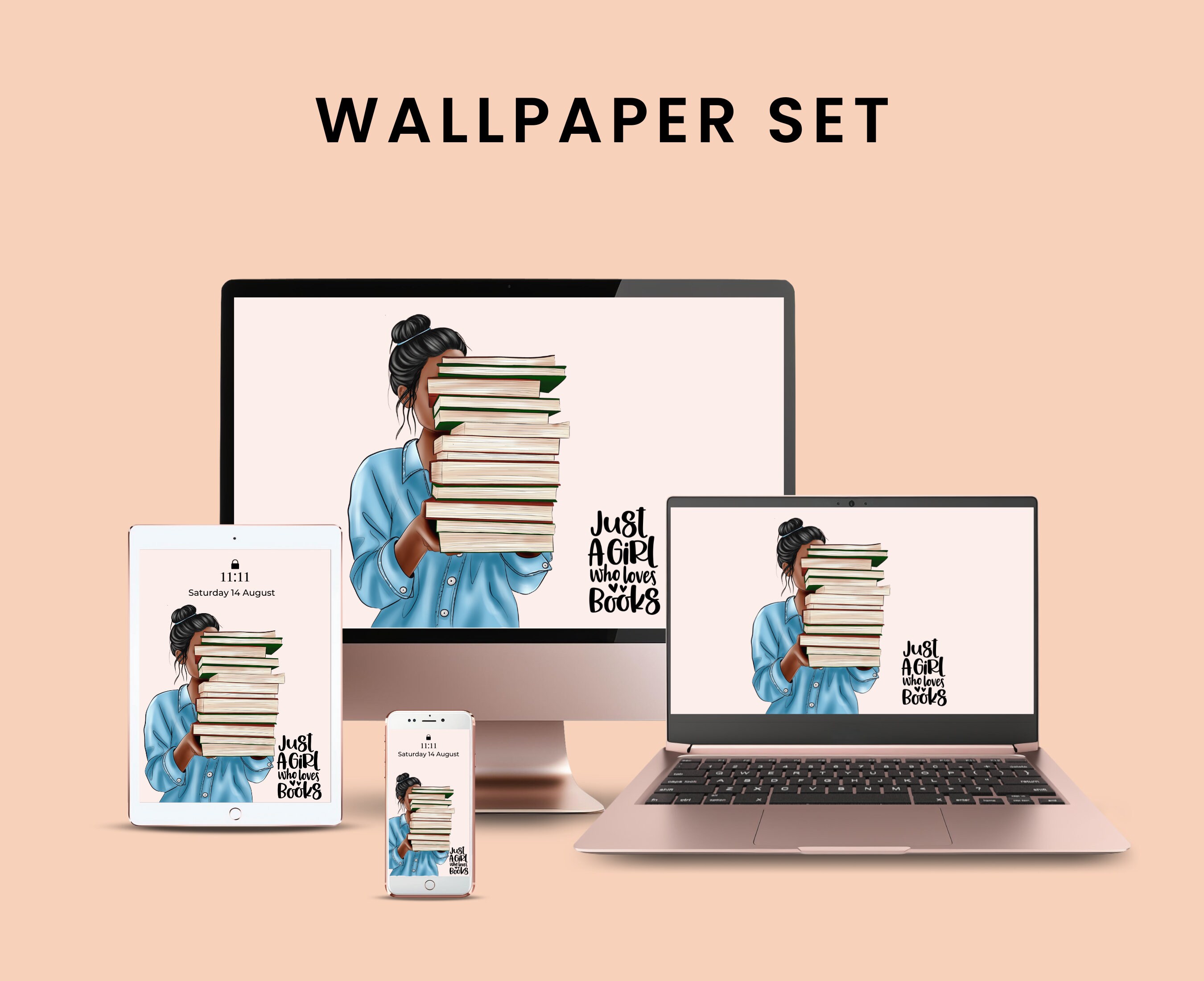 Afro American Bibliophile Wallpaper for Ipad, Black Girl Bookworm, iPad ...