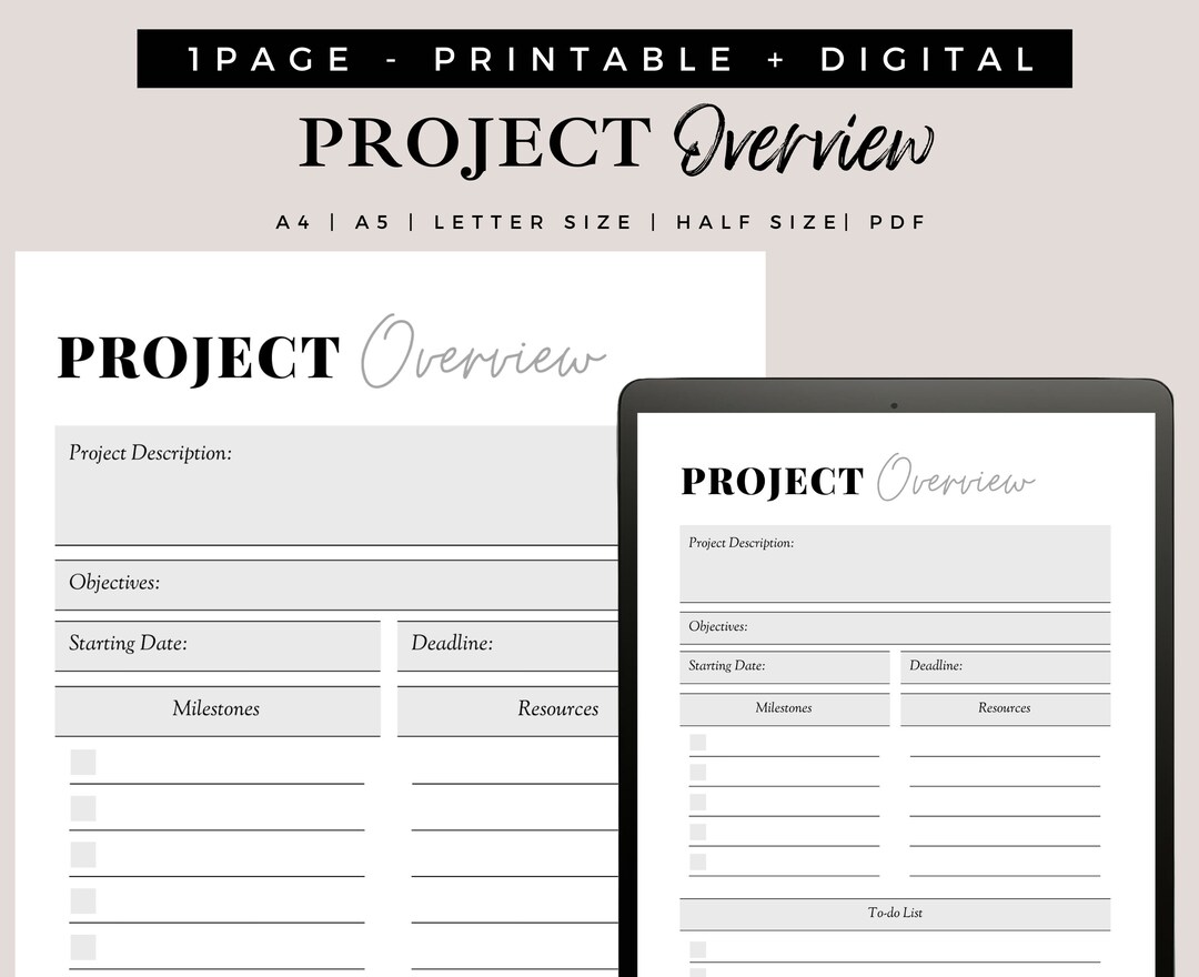 Digital Project Management Printable Project Overview - Etsy