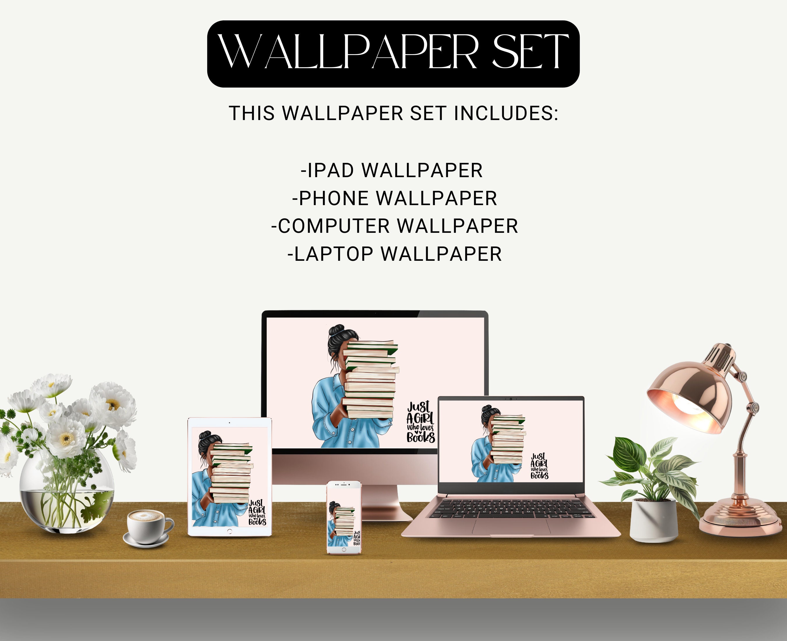 Afro American Bibliophile Wallpaper for Ipad, Black Girl Bookworm, iPad ...