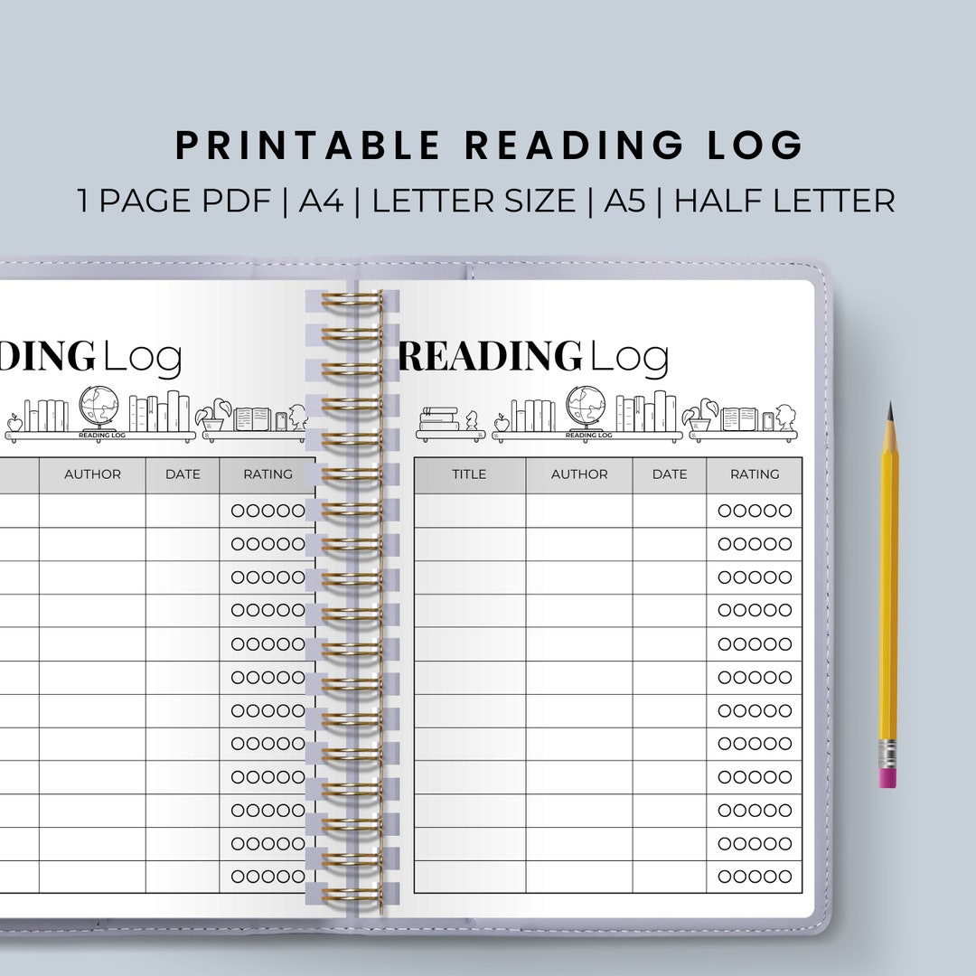 Printable Reading Log Reading Tracker Template PDF Book to - Etsy