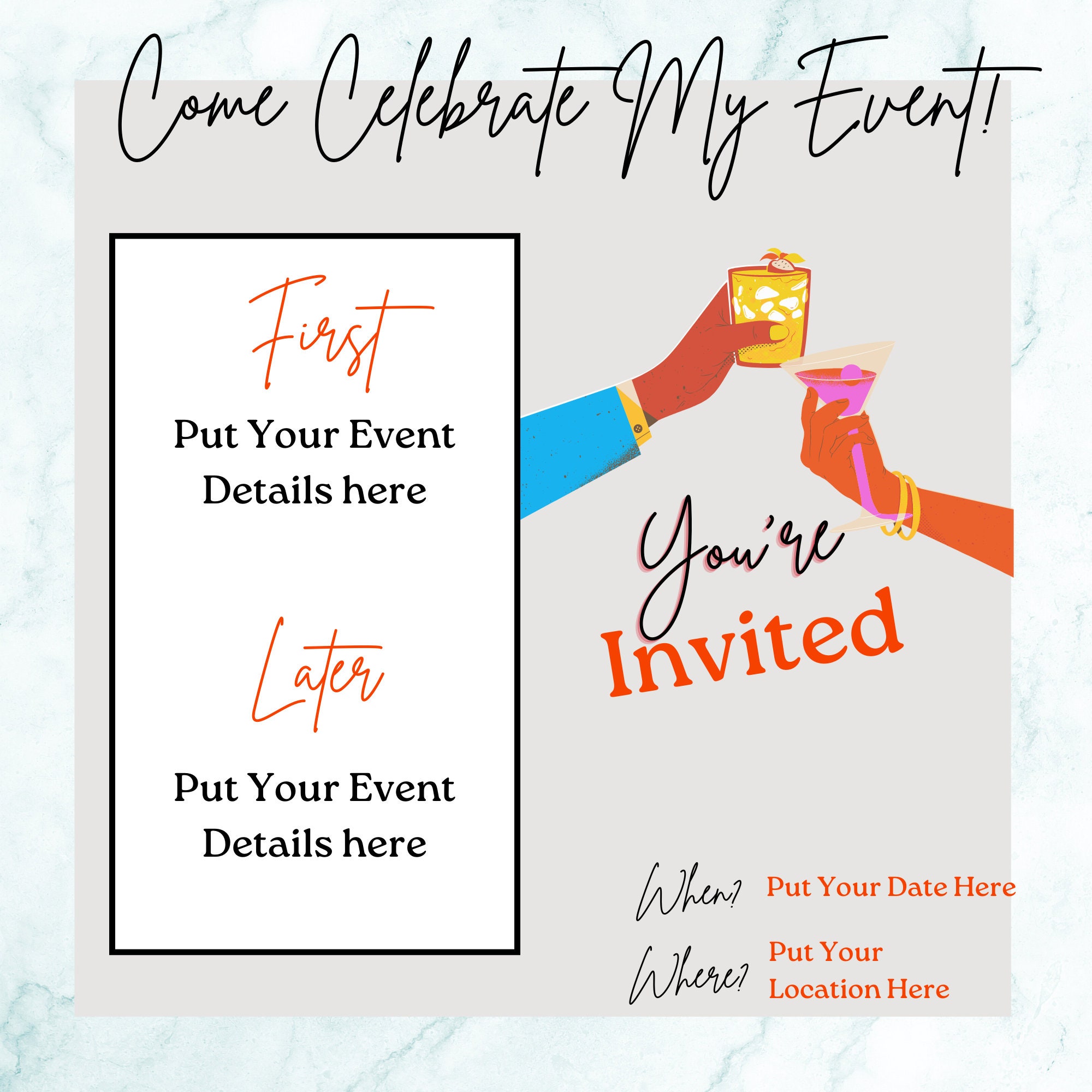 Modern Aesthetic Digital Printable Party Event Invitation for Birthday ...