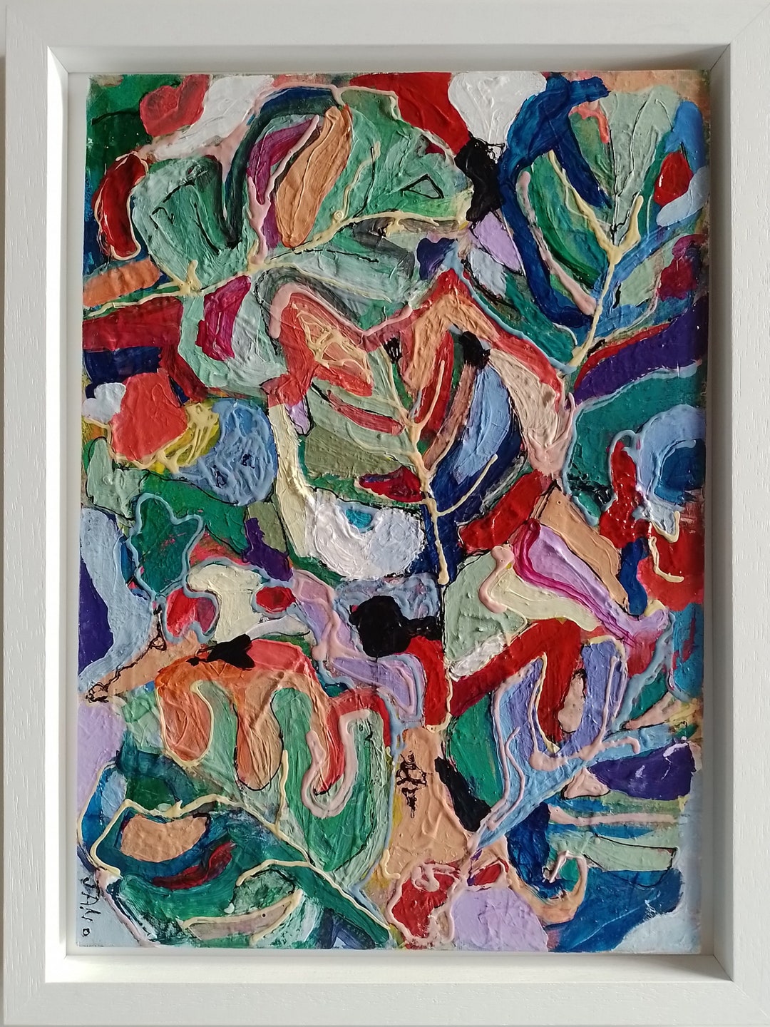 Original Abstract Monstera Painting, FRAMED ORIGINAL, Botanic, Tropical ...