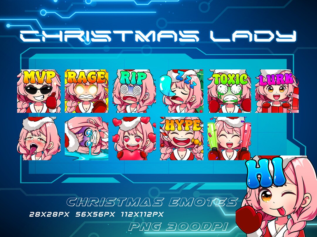 12x Christmas Lady Twitch Static Emotes Pack Christmas Girl - Etsy