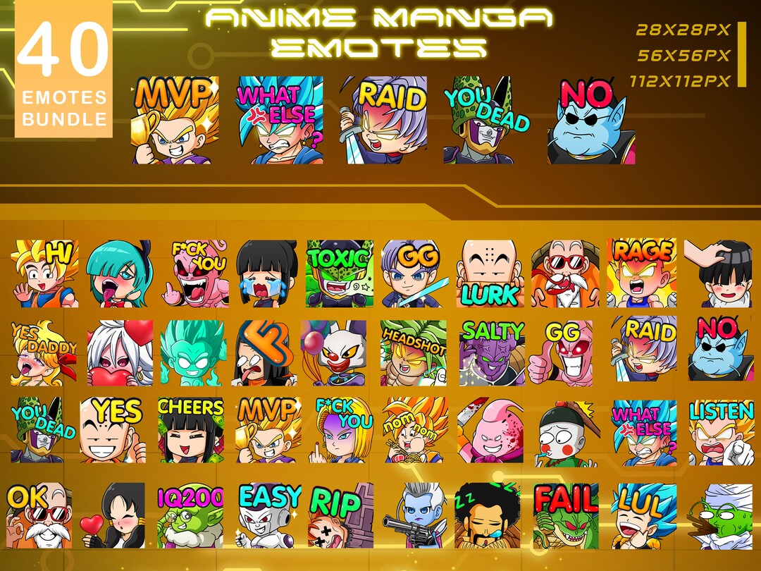 Combo 40 Manga Anime SSJ Twitch Emotes Pack Youtube Discord - Etsy France