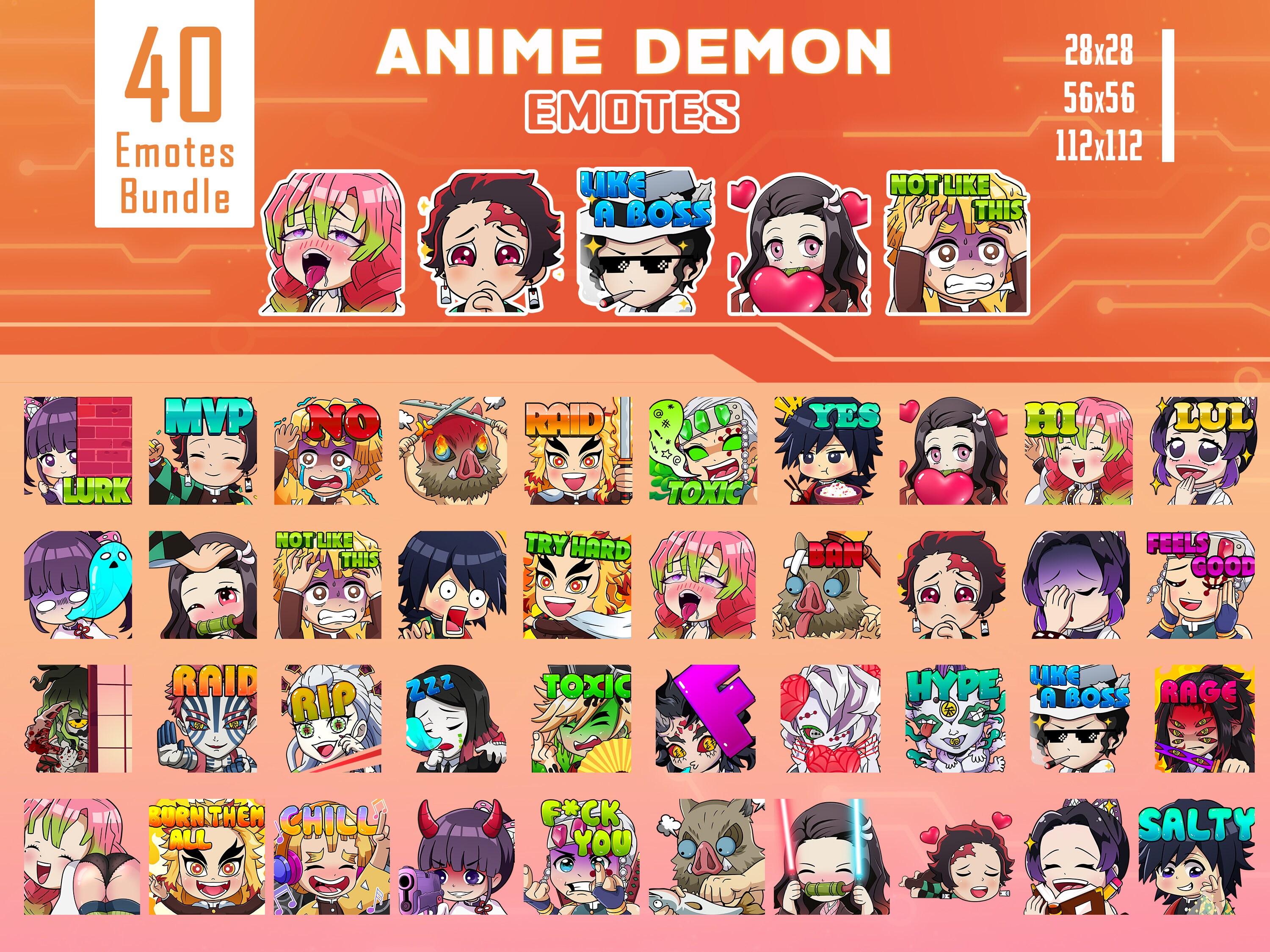 Combo 40 Manga Anime Demon Twitch Emotes Pack Youtube - Etsy