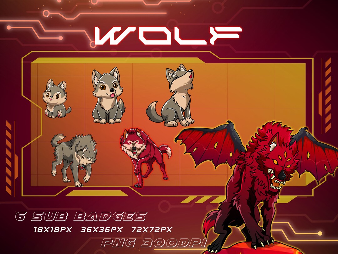 Wolf Twitch Sub Badges 6 Sub Badges Wolf for Streamer Gamer - Etsy UK
