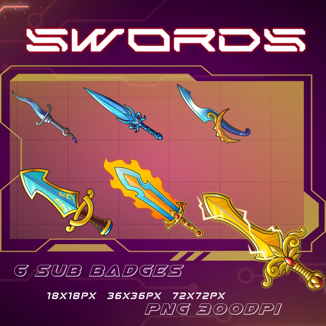 Swords Twitch Sub Badges 6 Sub Badges Swords for Streamer - Etsy