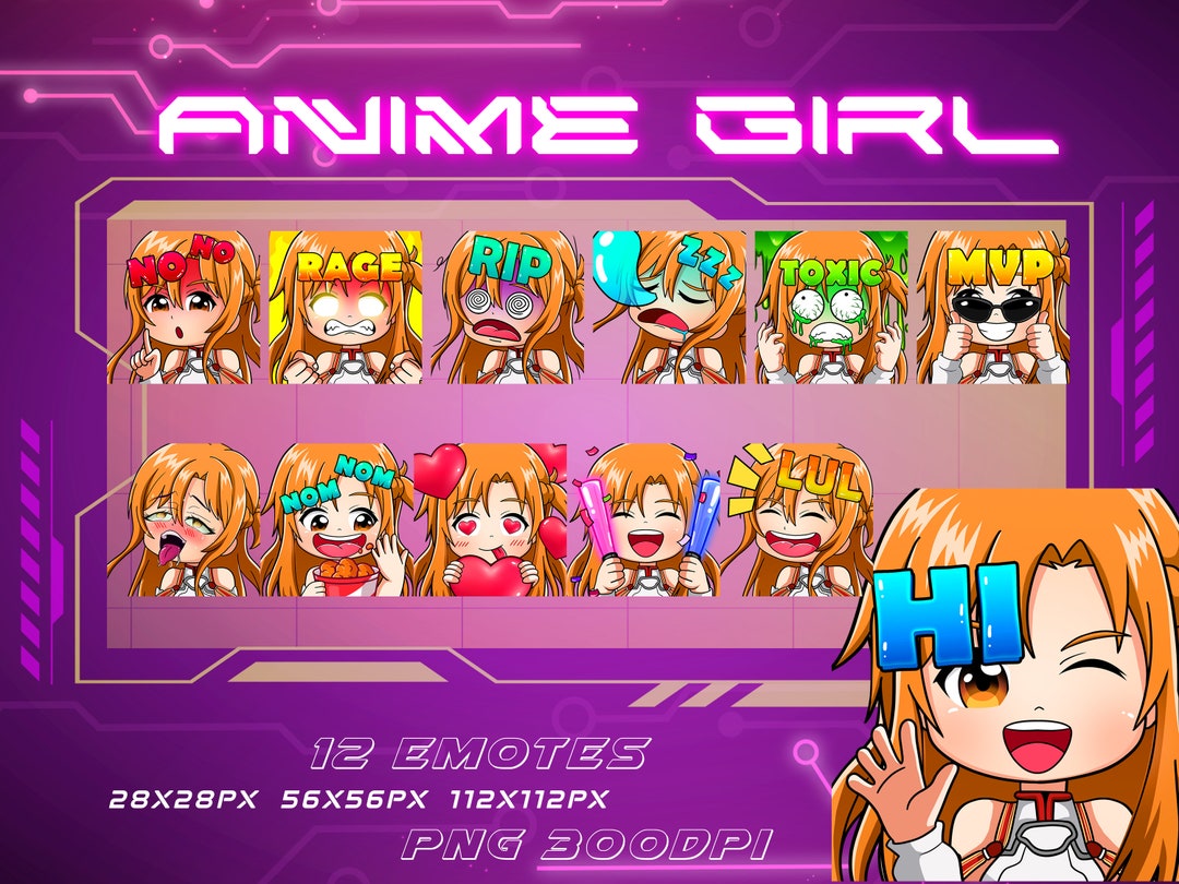 Girl Anime SAO Twitch Static Emotes Pack SAO Youtube Discord - Etsy ...