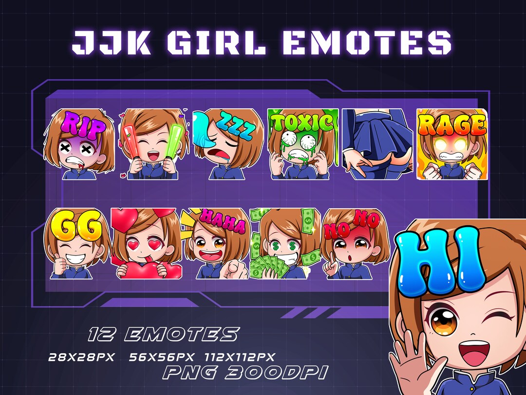 Anime JJK Girl Twitch Emotes Pack Youtube Discord Streamer - Etsy