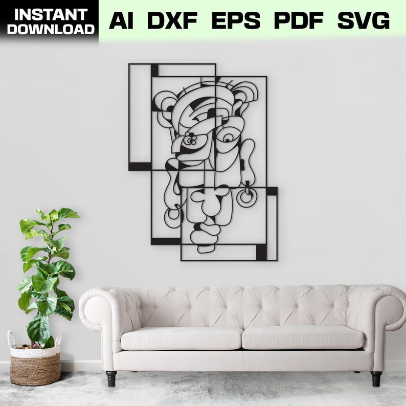 SVG Abstract Face Wall Art Decor File for Laser Cutting and Plasma ...