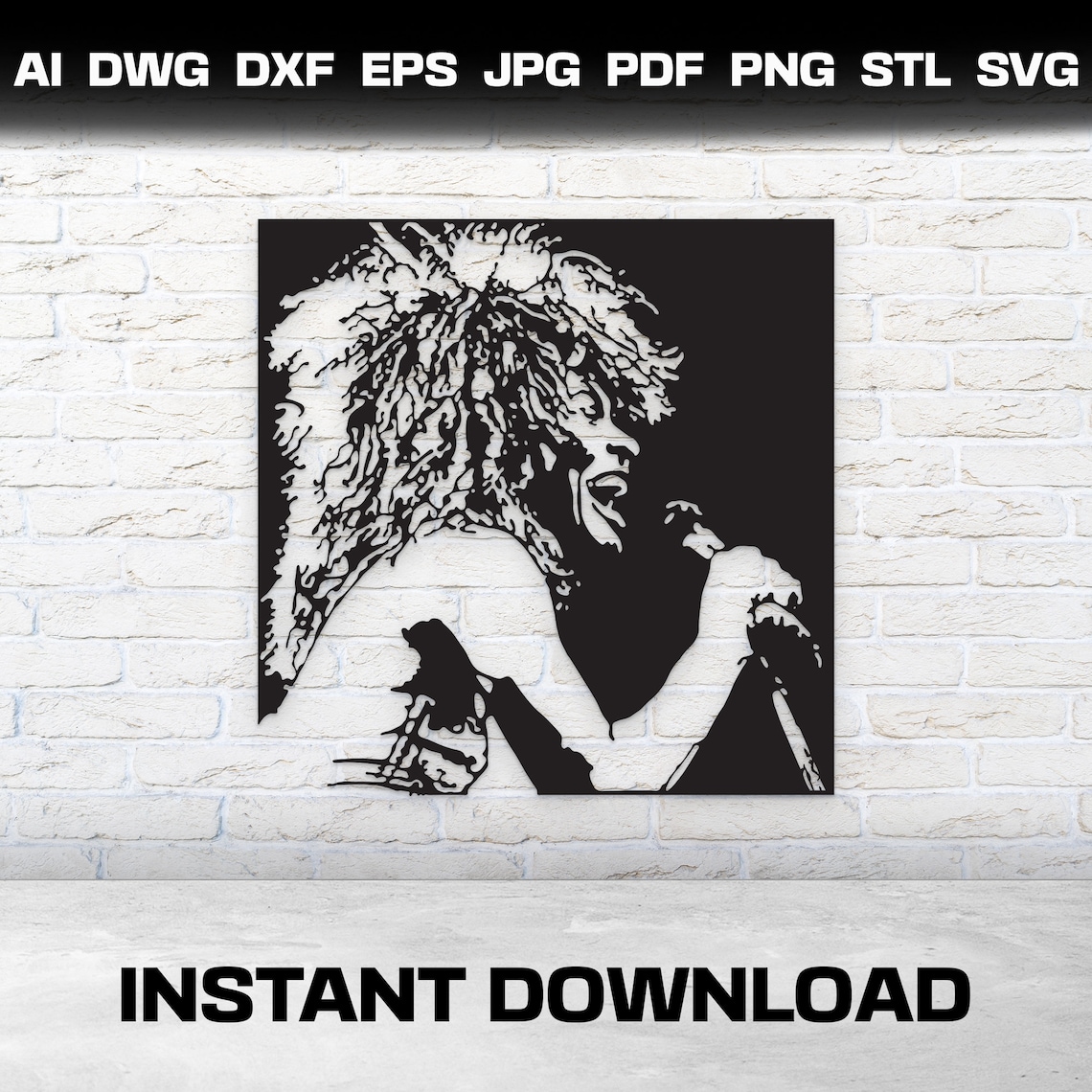 Tina Turner SVG Wall Art Décor PNG Tina Turner Vector Digital Download ...