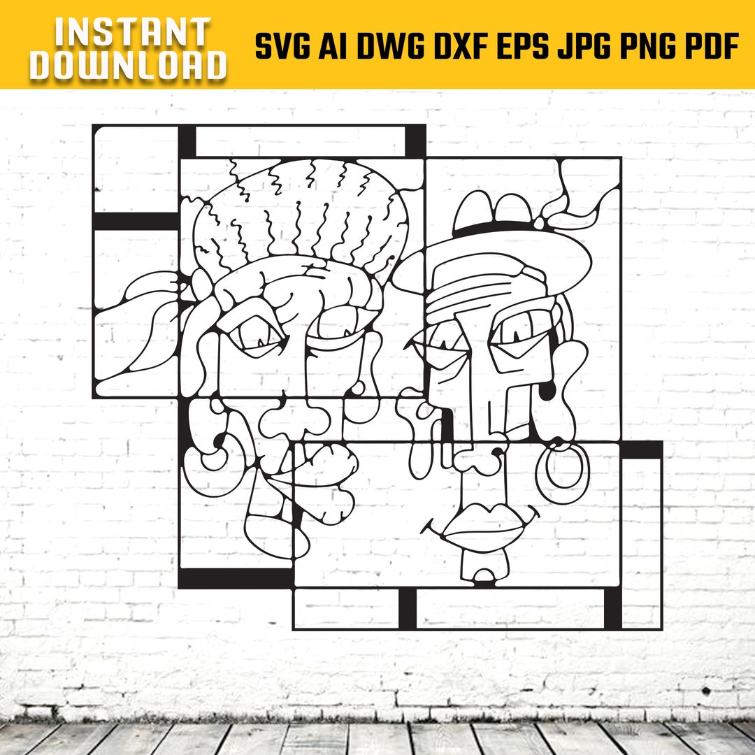 Abstract Love Faces SVG Wall Art Decoration Modern Faces Instant ...