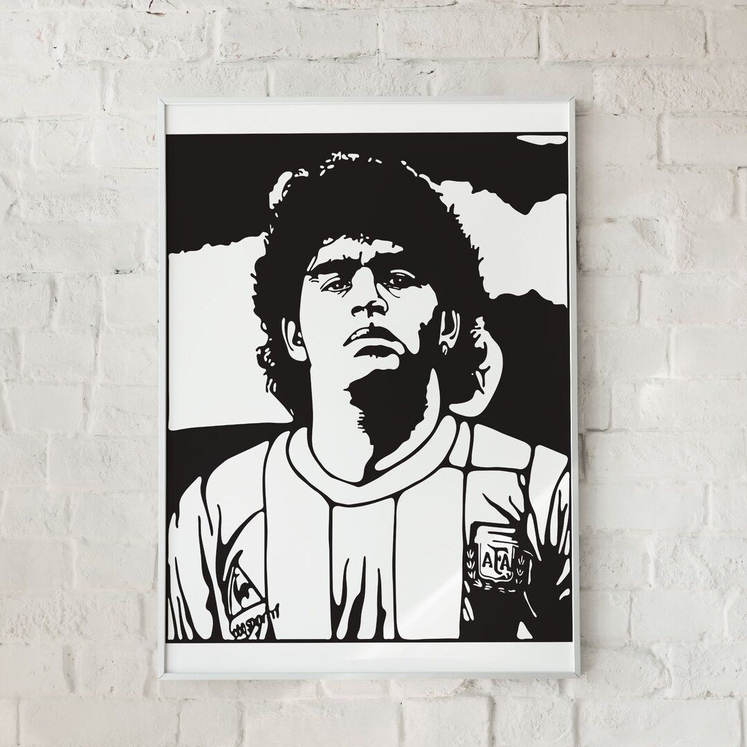 Diego Maradona SVG Wall Decor PNG Argentina Football Player Vector ...