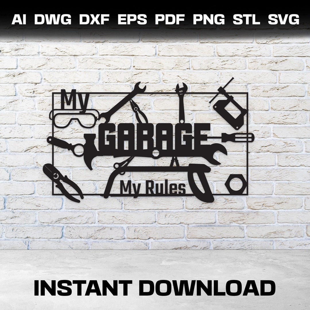 SVG Garage Sign Laser Cutting and Plasma Cutting Files Dxf, Dwg Garage ...