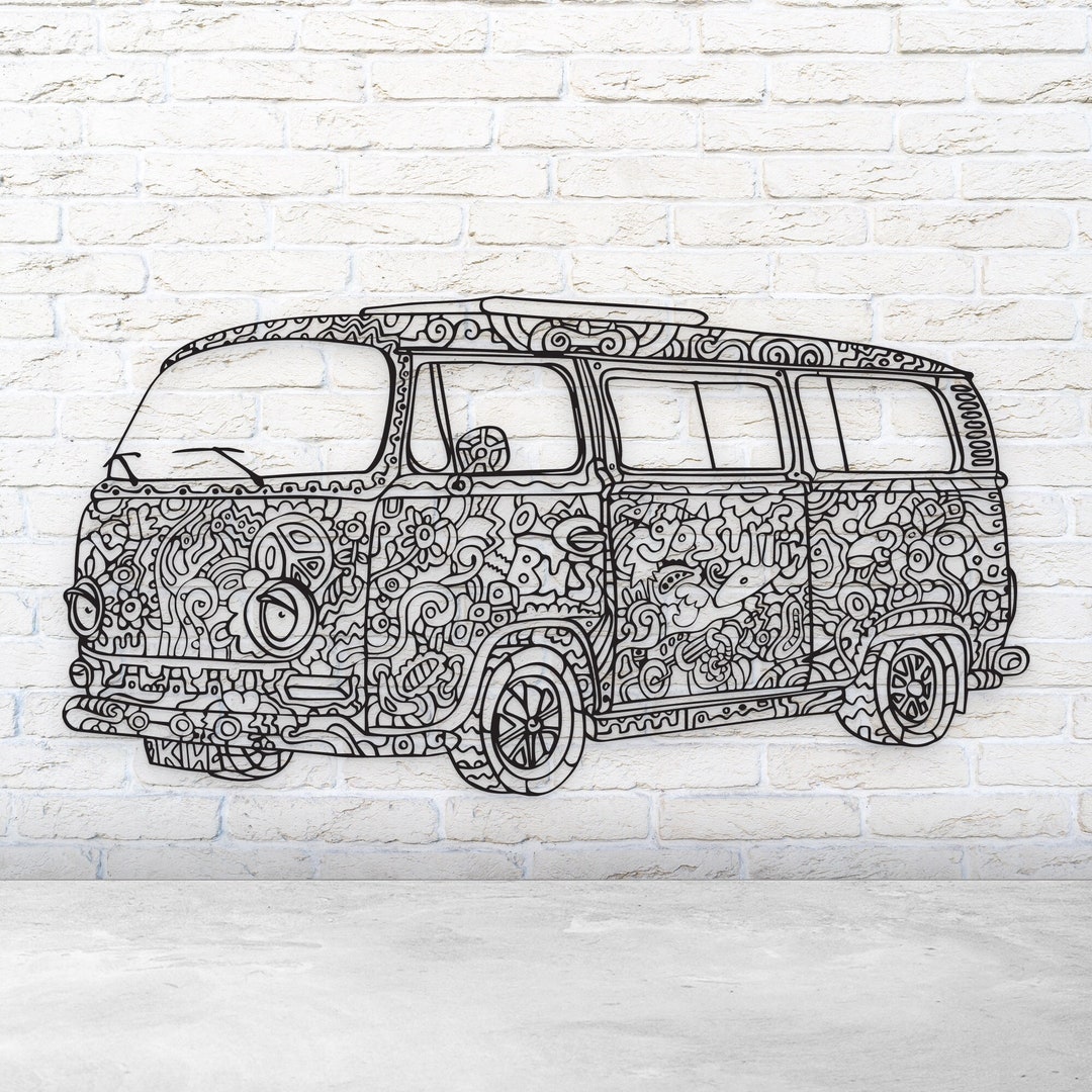 Happy Bus SVG Wall Art Files for Laser Cutting and Plasma Cutting Dxf ...