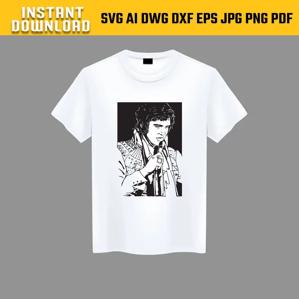 Elvis Presley Singing SVG File King of Rock & Roll Vector Instant ...