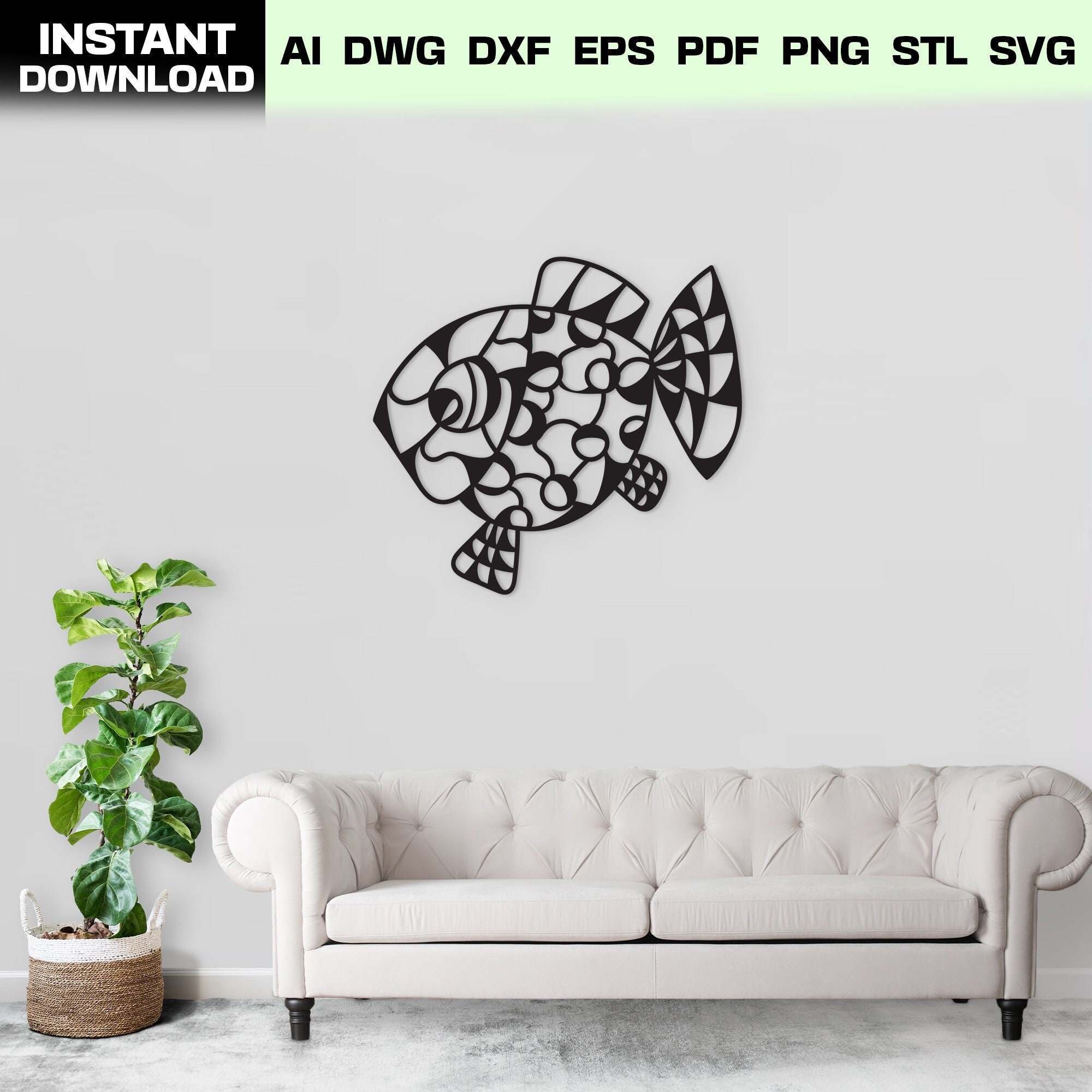 SVG Fish Wall Art Laser Cutting and Plasma Cutting Files Dxf, Dwg Fish ...