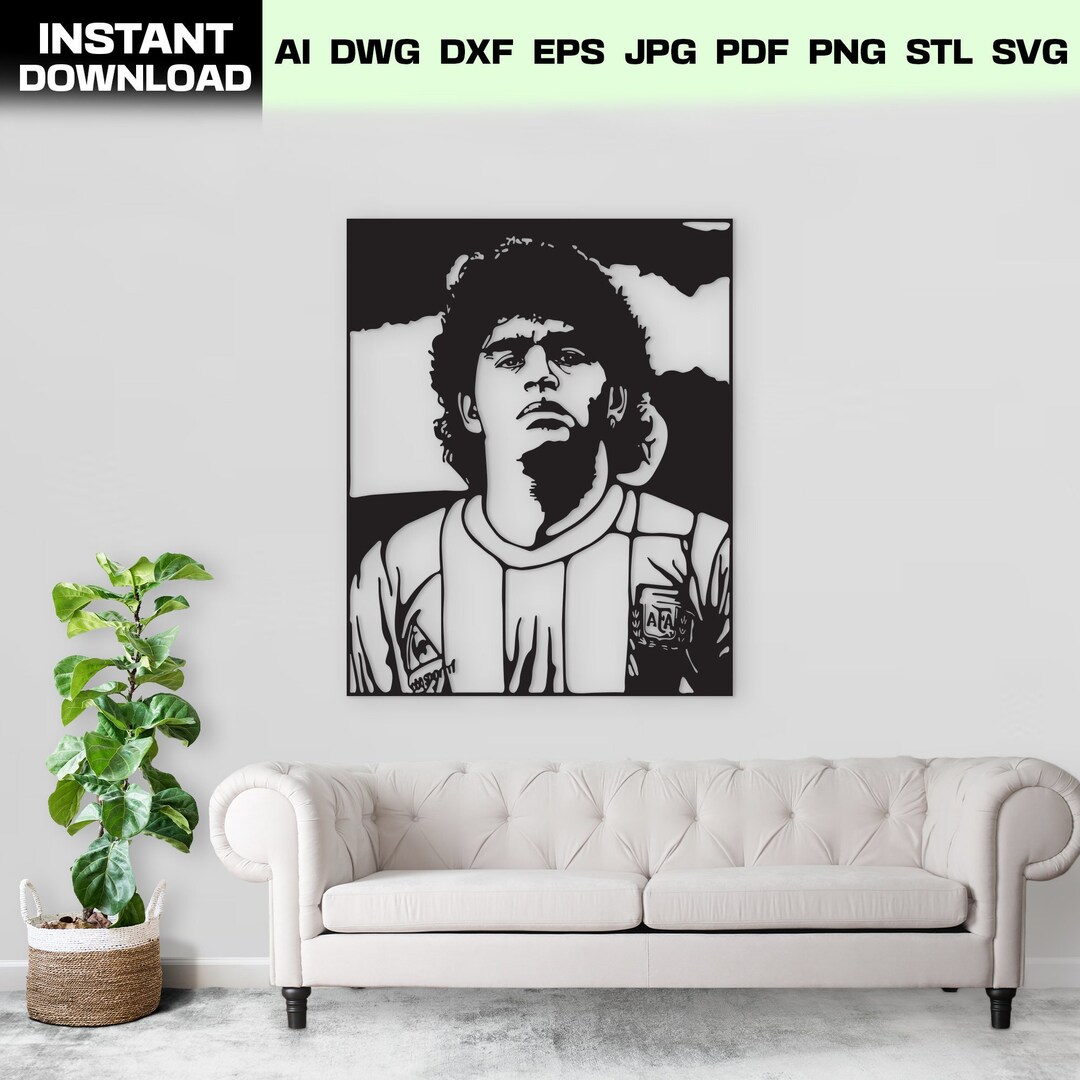 Diego Maradona SVG Wall Decor PNG Argentina Football Player - Etsy
