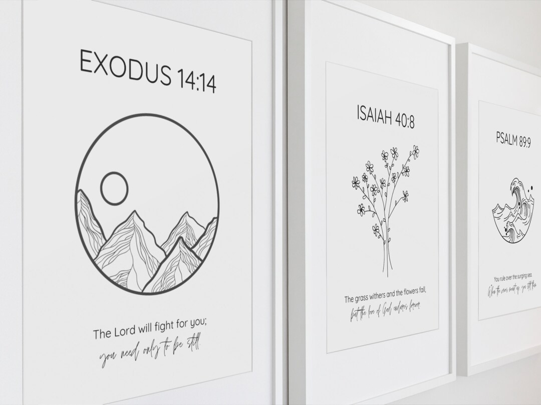 Christian Wall Art SET of 3, Bible Verse Wall Art, Digital Printable ...