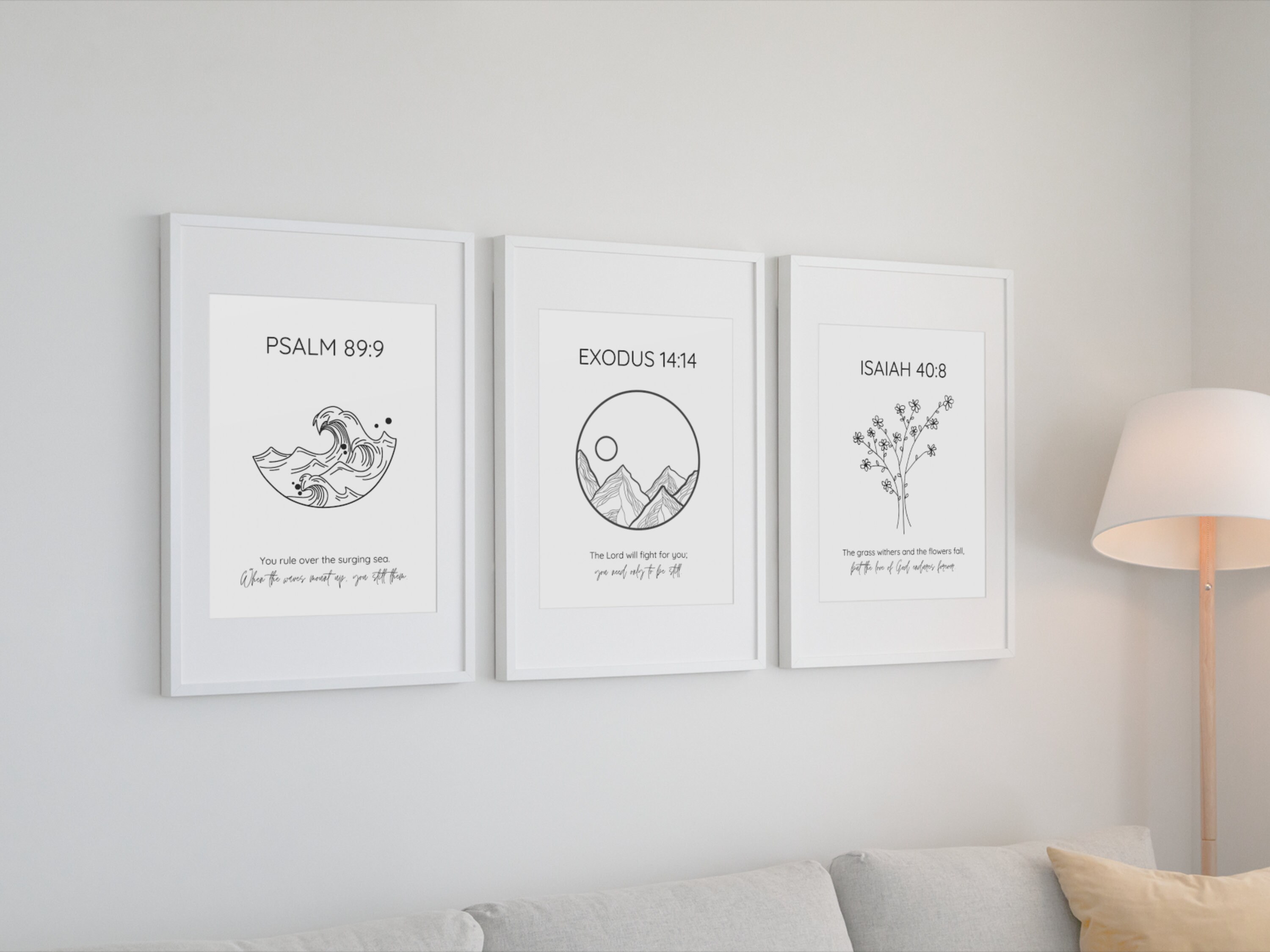 Christian Wall Art SET of 3, Bible Verse Wall Art, Digital Printable ...