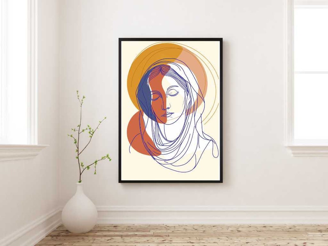 Our Lady of Grace Art, Virgin Mary, Line Portrait, DIGITAL PRINT ...