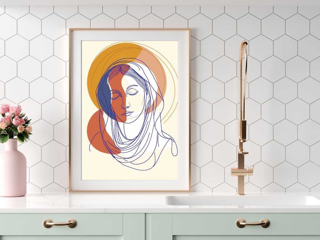 Our Lady of Grace Art, Virgin Mary, Line Portrait, DIGITAL PRINT ...