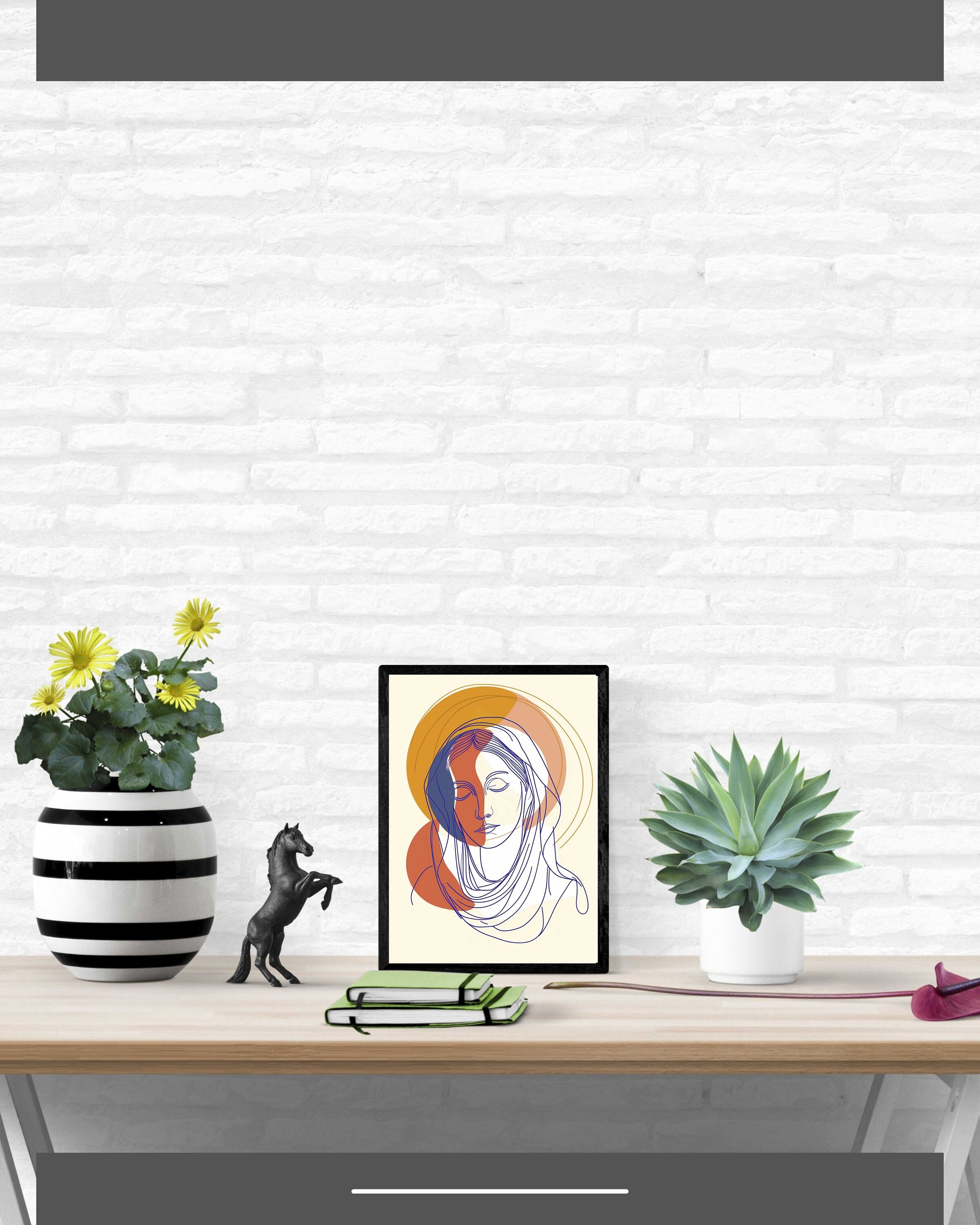 Our Lady of Grace Art, Virgin Mary, Line Portrait, DIGITAL PRINT ...