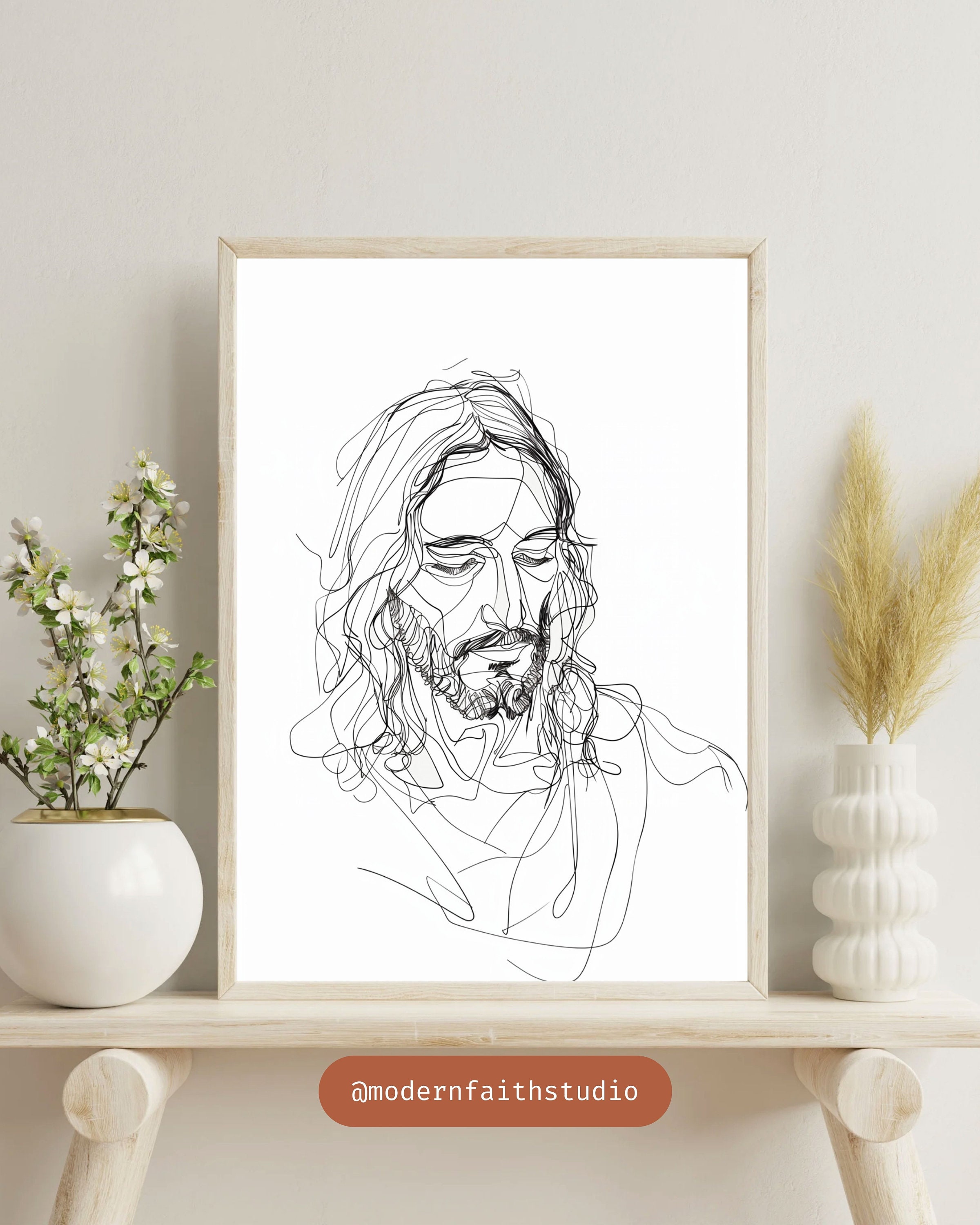 Jesus Line Art, DIGITAL PRINT!, Jesus Art, Bible Art, WALL Art, Bible ...