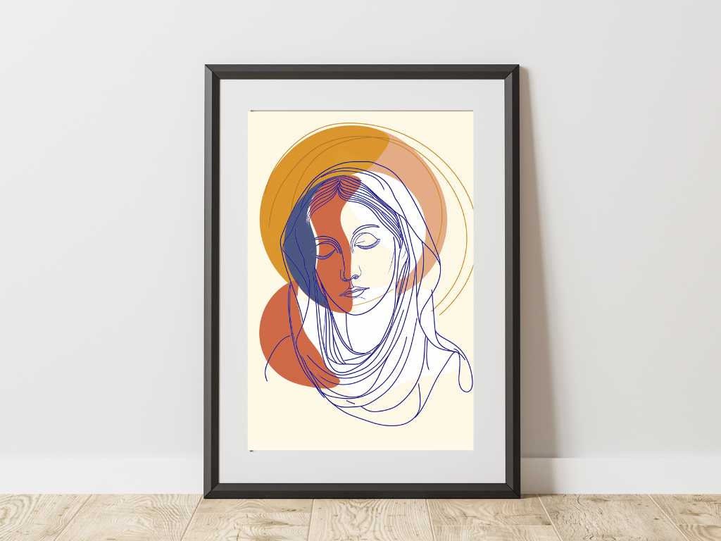 Our Lady of Grace Art, Virgin Mary, Line Portrait, DIGITAL PRINT ...