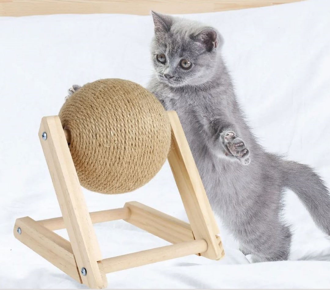 Cat Scratching Ball Wheel Sisal Paw Grinder Toy Cat Scratcher Furniture ...