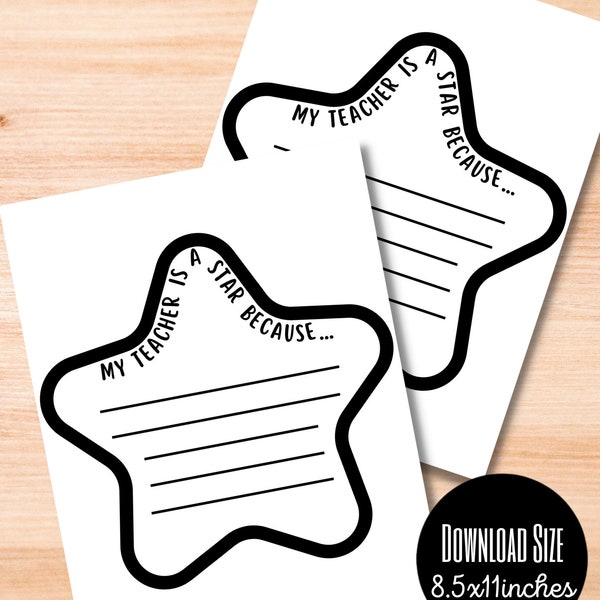 My Teacher is a Star Printable - Etsy