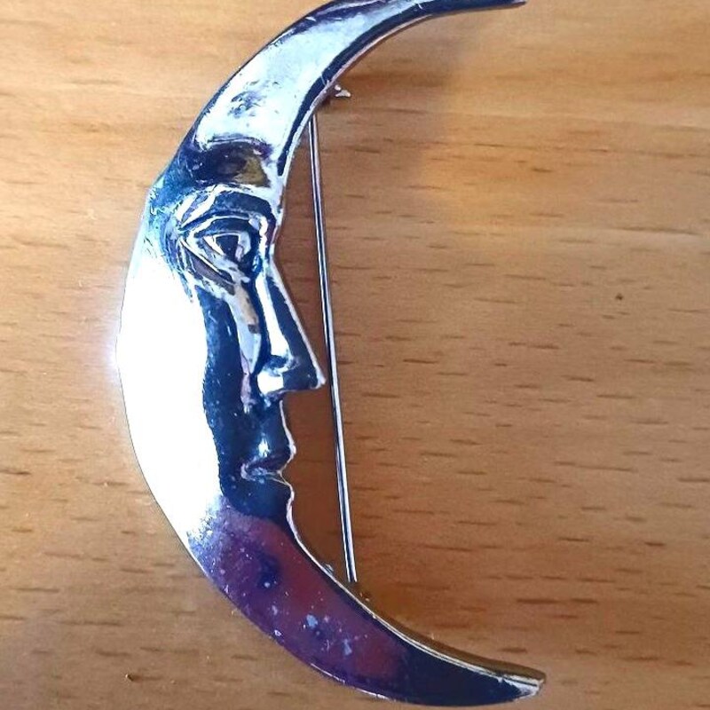 Silver Moon Brooch - Etsy