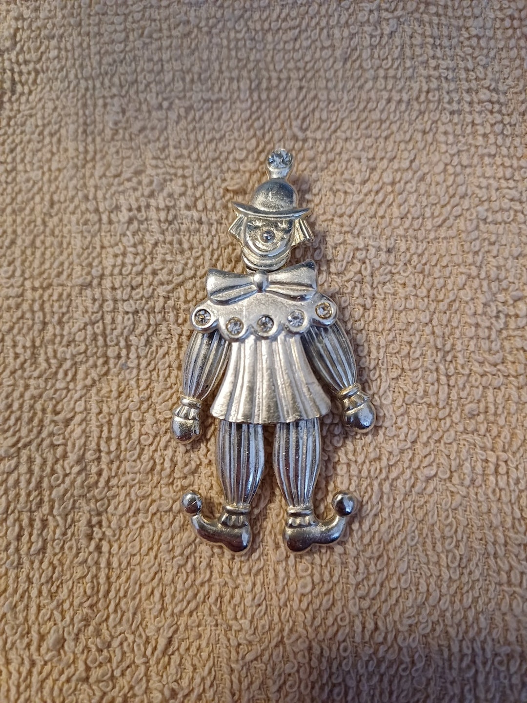 Vintage Brooch Silver Clown Movable Arms and Legs With Rhinestones - Etsy
