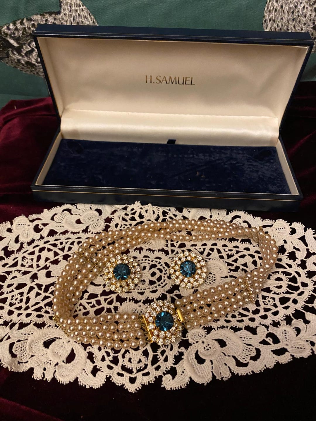 Vintage Pearl Necklace and Earring in Style of Miriam Haskell in a ...