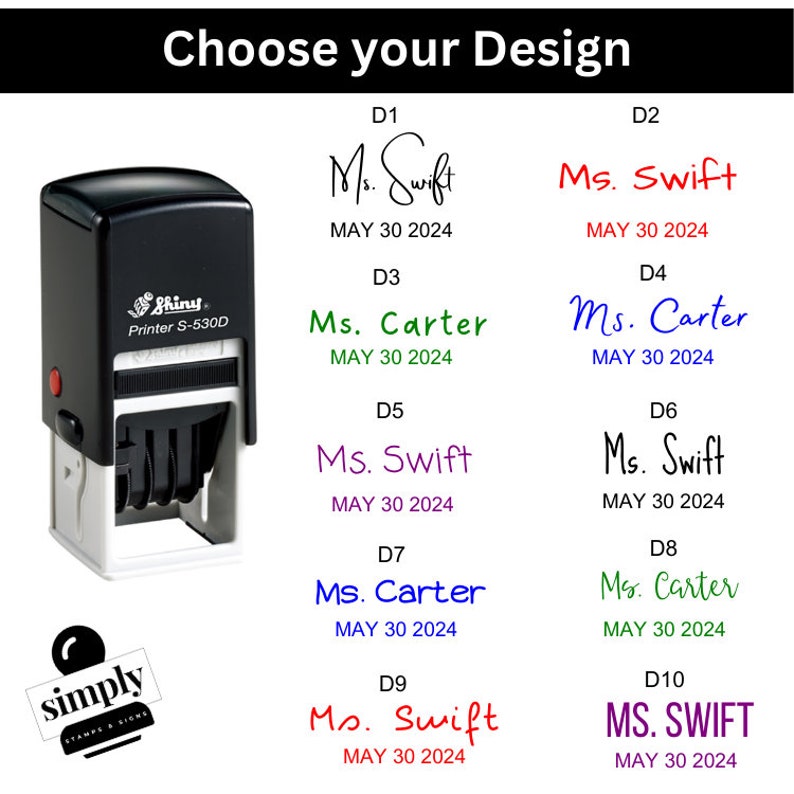 Custom Name and Date Stamp | Personalized Date Stamp | Teacher ...