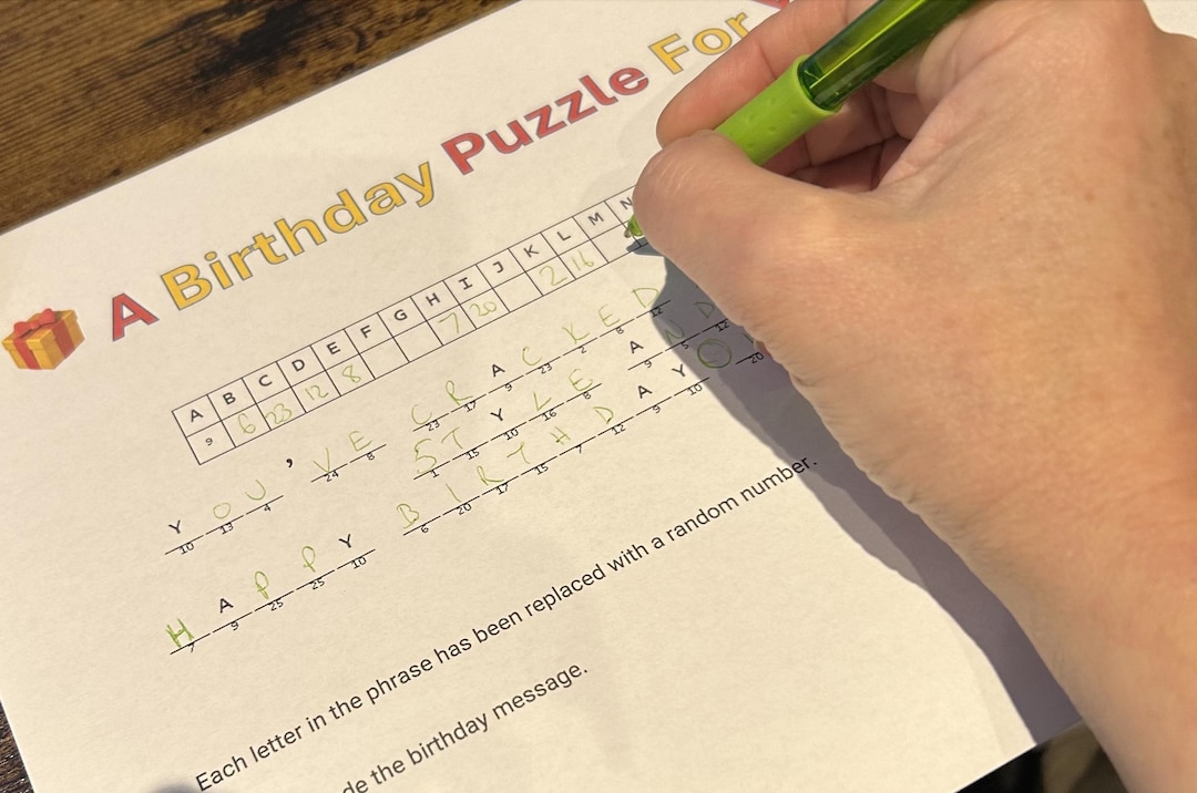 Printable Birthday Cryptogram Puzzle – UK English, Last Minute (PDF) - Etsy