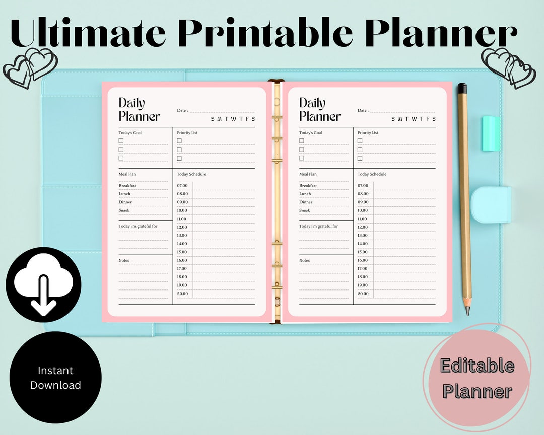 Simple Pale Pink Beige Daily Schedule Planner, Printable Daily Planner ...