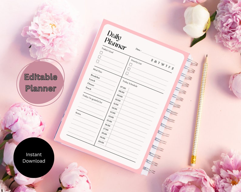 Simple Pale Pink Beige Daily Schedule Planner, Printable Daily Planner ...