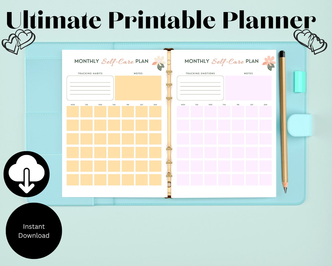 Clean Feminine Monthly Self Care Planner, Self Care Planner, Self Care ...