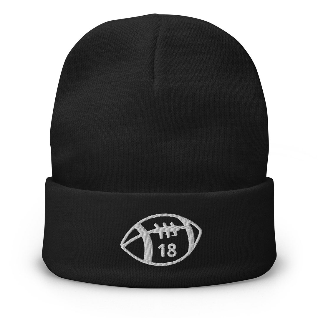 Personalized Football Number Hat - Custom Football Player Beanie Gift ...