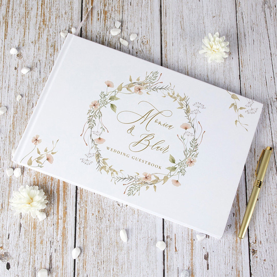 Personalized White Wedding Guest Book Custom Elegant Mr and Mrs Wedding ...